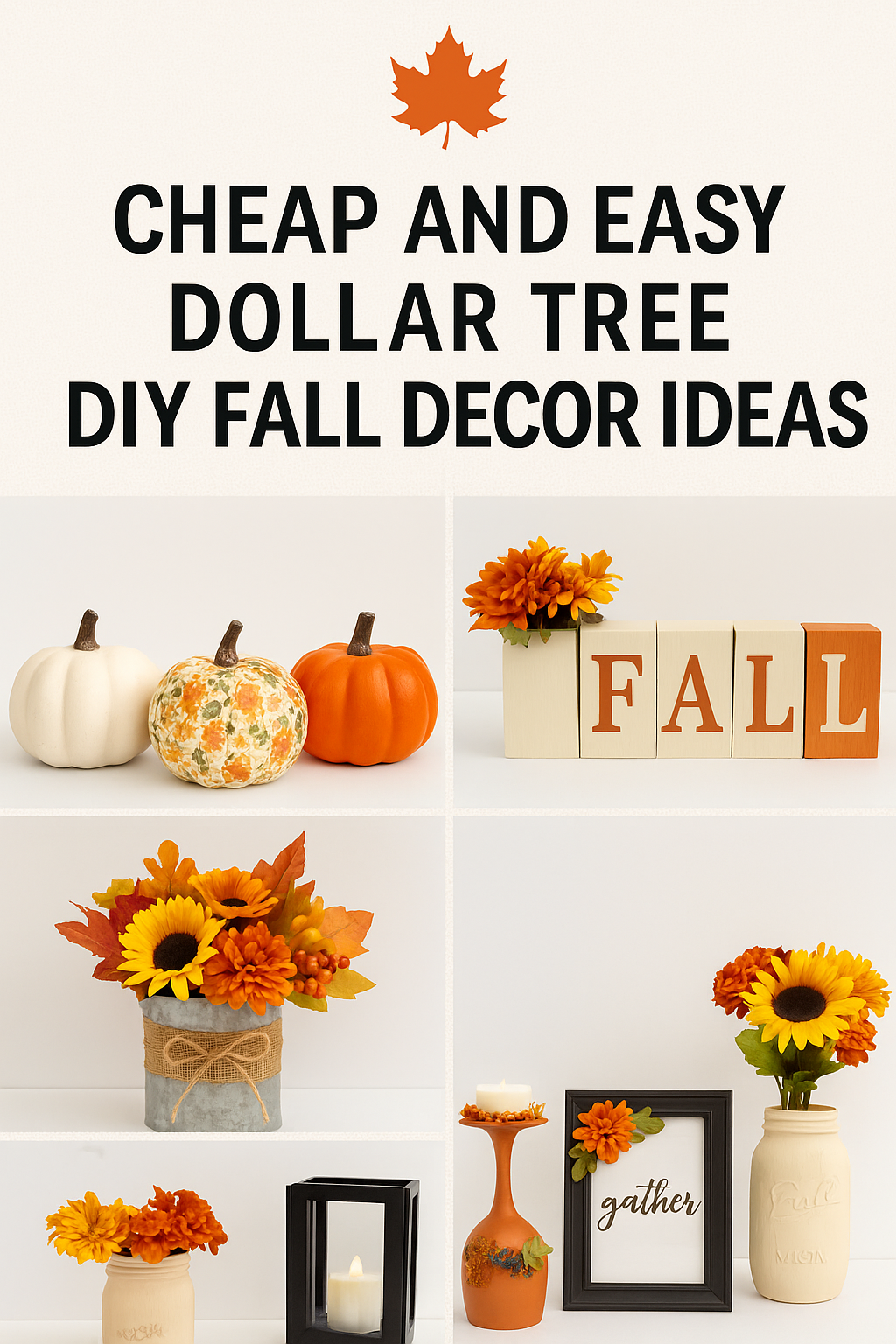 🍂 Cheap and Easy Dollar Tree DIY Fall Decor Ideas - Hard Working Mom